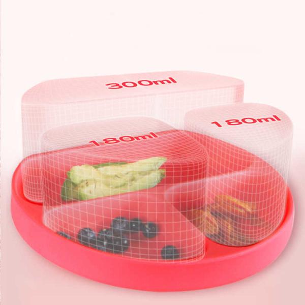 Quality Red Silicone Childrens Plates Unbreakable Silicone Suction Divided Plate for sale