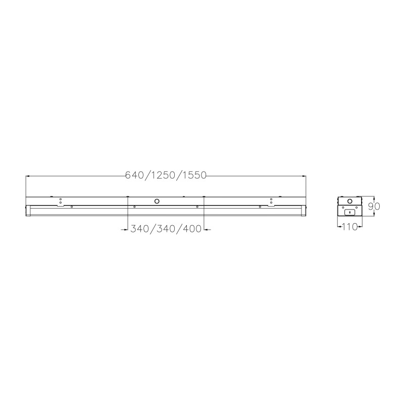 COMLED LED batten fixture Size Dimension(unit mm) N series