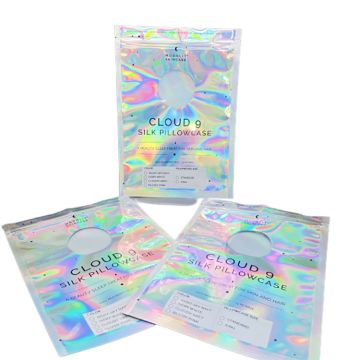 Quality Mylar Holographic Stand Up Pouch Packaging Three Side Seal Bags With Zipper for sale