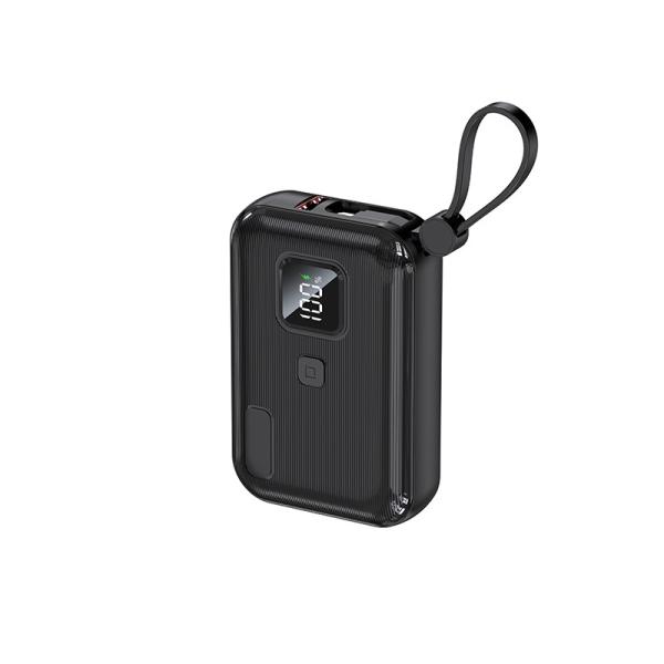 Quality Black / White Mini Power Bank Built In Charging Cable / LED Indicator Lights for sale