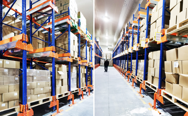 Two Way Radio Shuttle Racking Pallet Runner Rack System For Cold Storage Cold Chain