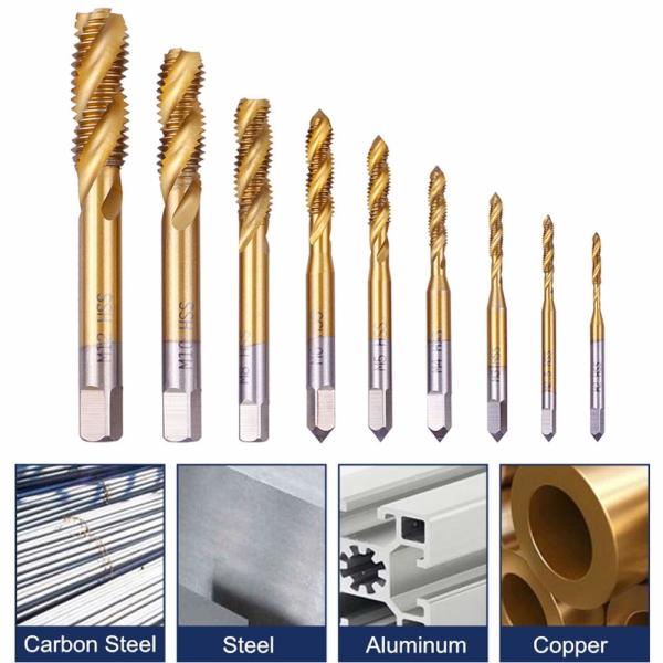 Quality M12 Titanium Coated Spiral Flute HSS Machine Taps DIN371 for sale