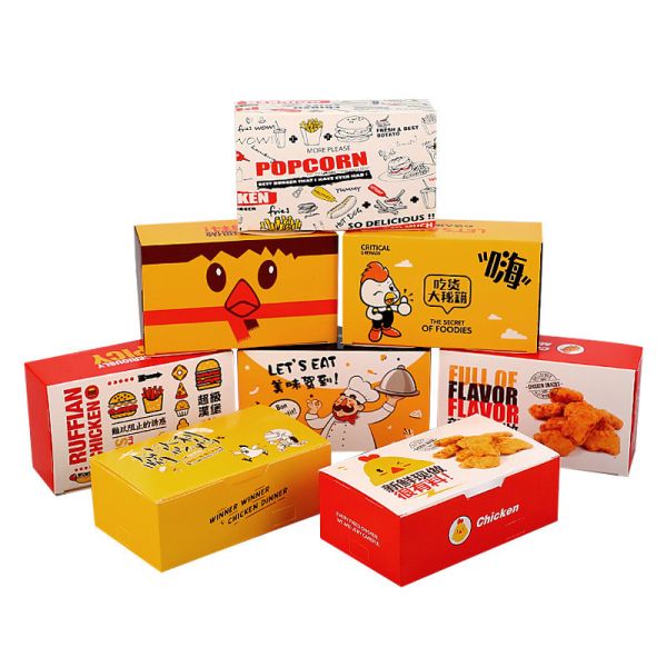 Quality CMYK Disposable Fried Chicken Boxes Kraft Food Containers Packing OEM for sale