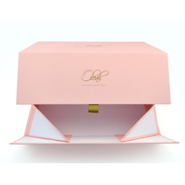 Quality Gold Foiled Sturdy Magnetic Cardboard Box 2mm Thickness Pink Printed for sale