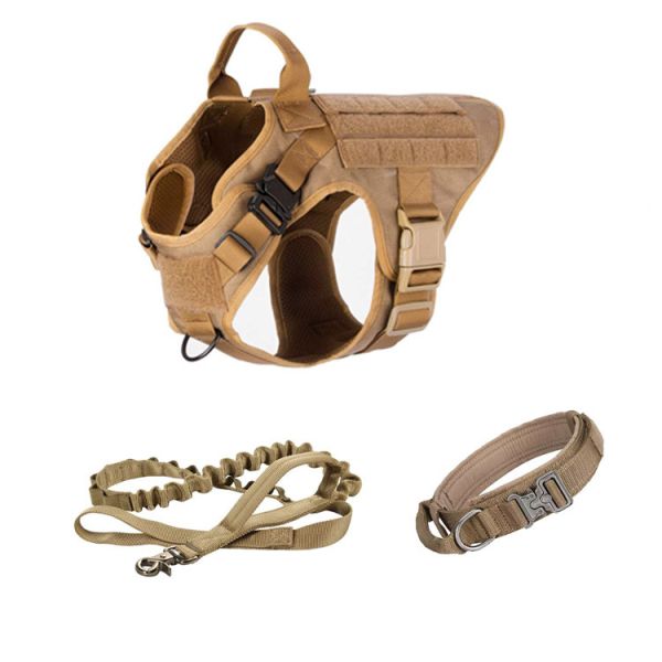 Quality K9 Khaki No Pull Tactical Dog Harness 1000D Nylon Vest for sale