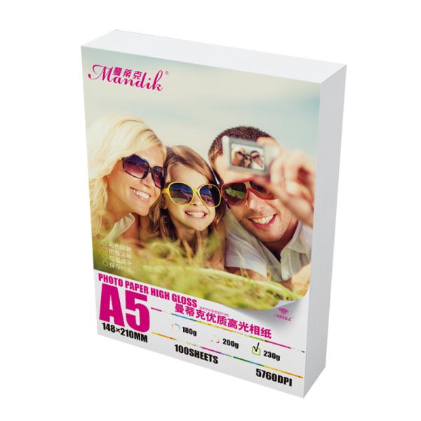 Quality Single Glossy 230gsm Premium A5 Glossy Photo Paper for sale