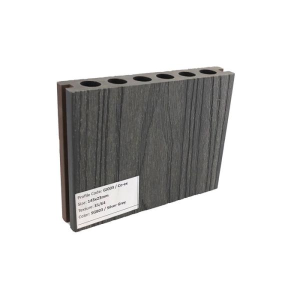 Quality E1E4 Solid WPC Decking Silver Grey 143X23mm 100 Recyclable For Garden for sale