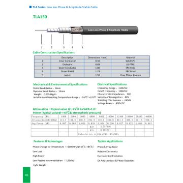 Quality TLA Series Low loss phase &AmPlitude Stable cable for sale