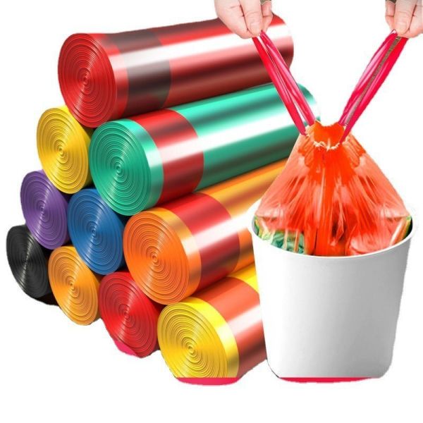 Quality HDPE Custom Logo Printing Garbage Bags With Drawstring For Interleaved for sale