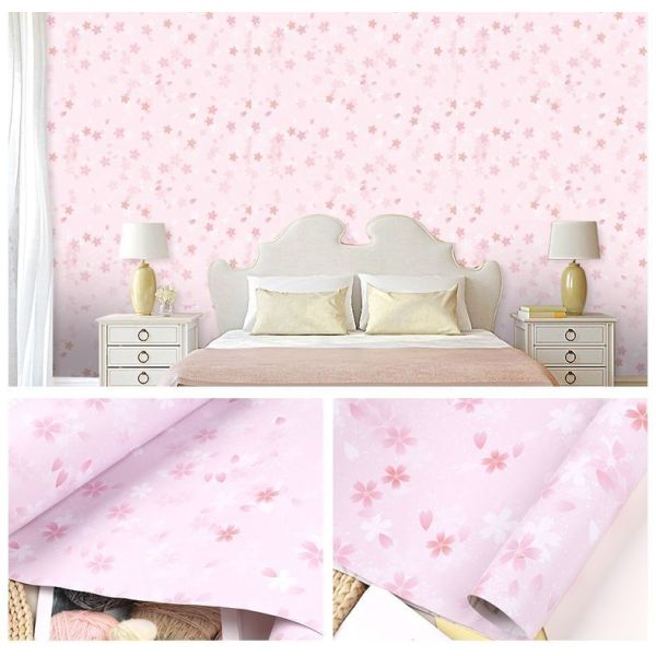 Quality Pink Bedroom Self Adhesive Floral Wallpaper Soundproof Botanical Peel And Stick Wallpaper for sale
