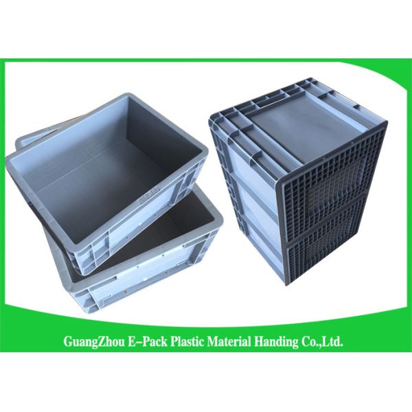 Quality Standard WarehouseEuro Stacking Containers Moving Storage Grey Light Weight for sale