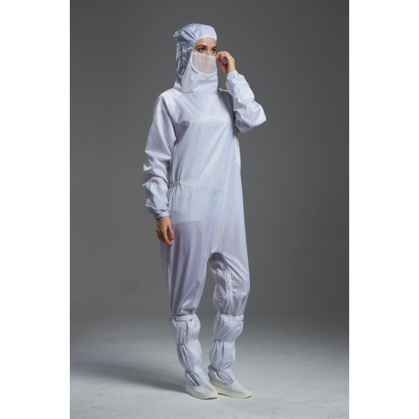 Quality Class1000 Hooded Anti Static Overalls For Optical Production Workshop for sale