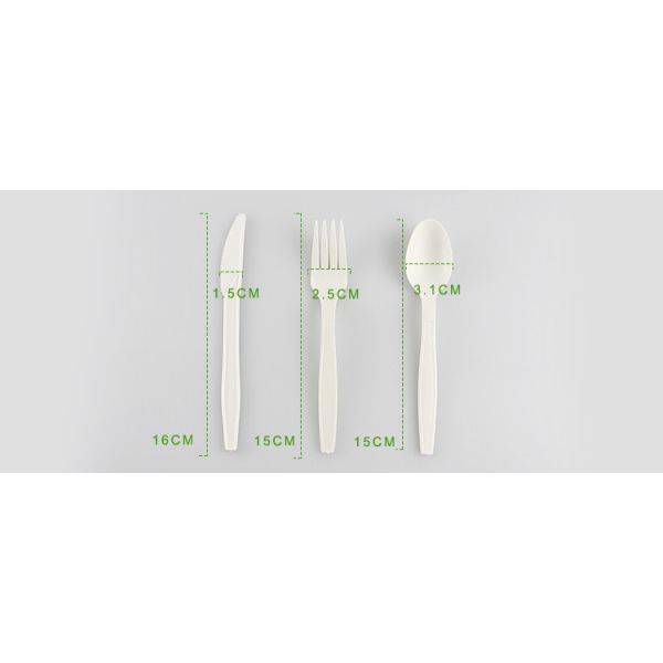 Quality Rice white PLA biodegradable cutlery Disposable spoon fork and knife with Trade for sale