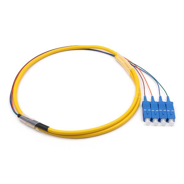 Quality Single Mode Fiber Optic Pigtail 4 Cores PVC Bundle Fan Out Cable OS2 Yellow Jacket for sale