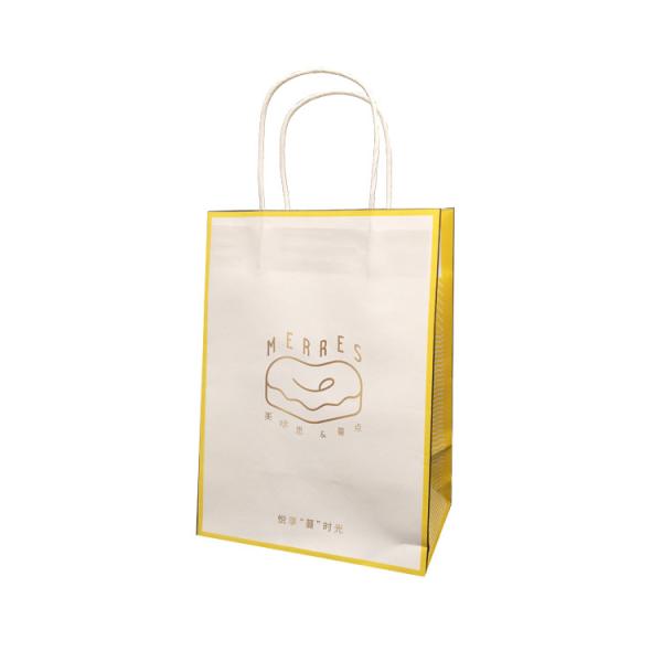 Quality 100gsm Press Varnishing Bakery Packaging Bag With Twisted Handles for sale
