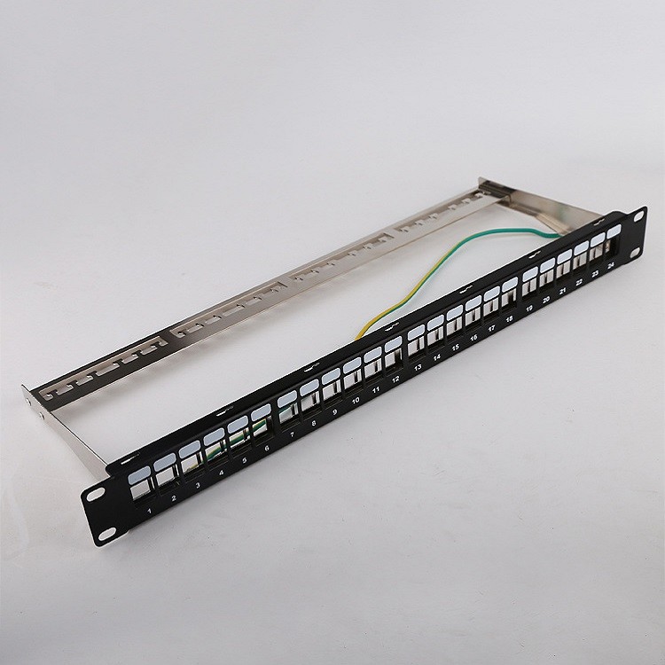 Quality 1U 24 Port STP Patch Panel RJ45 Rack Mount Cat6 Patch Panel Blank for sale