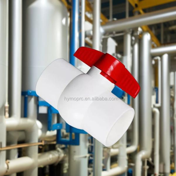 Quality ASTM DIN Standard White PVC Ball Valve in All Sizes with 1.5 Inch Size and Red for sale
