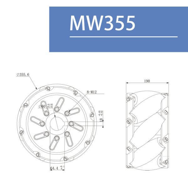 Quality 14 Inch 355mm Mecanum Wheels Heavy Duty Customization Available for sale