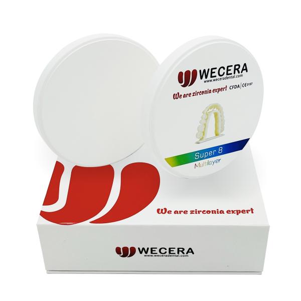 Quality 8 Multilayer Zirconia Dental Blocks / Dental Zirconia Disk Transmittance 43-57% for sale