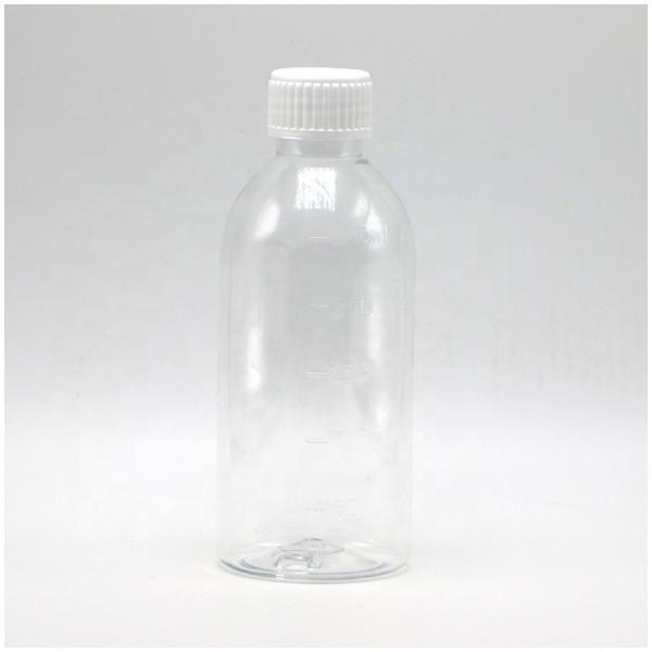 Quality 250ml Round Amber Prescription Pharmacy PET Liquid Medicine Scaled Container for sale