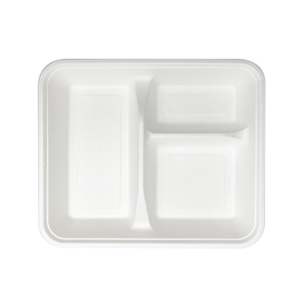 Quality School Disposable Biodegradable Bagasse Tableware 6 5 3 Compartment Lunch Tray for sale