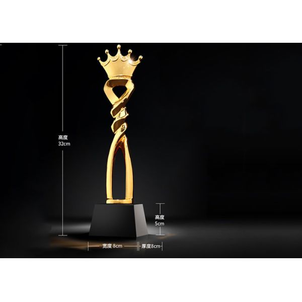 Quality 32cm Height Polyresin Trophy With Crown On The Top Custom Size & Color Available for sale