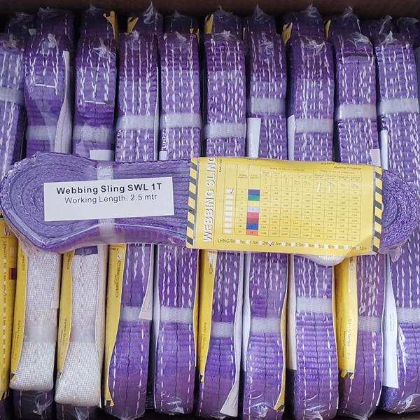 Quality Purple Polyester Flat Webbing Sling Flat Web Lifting Slings ISO9000 for sale