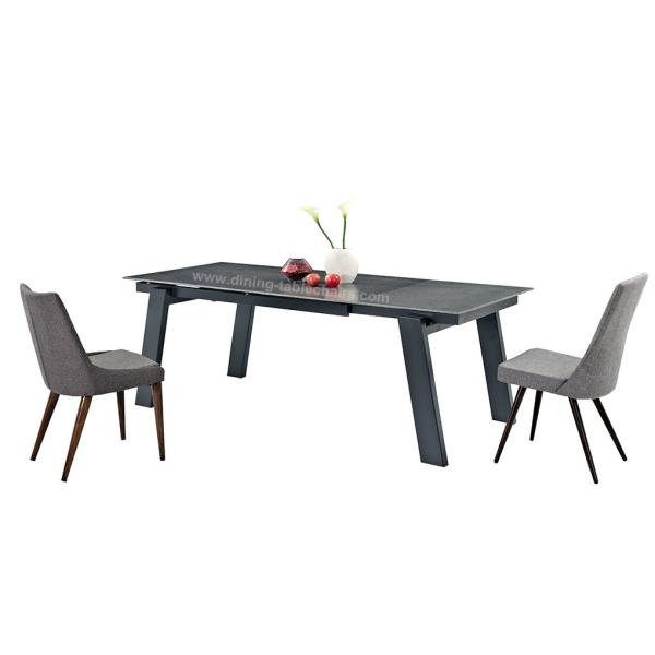 Quality Fashion Rectangle Stone Look Dining Table Tempered Glass Extension Type for sale