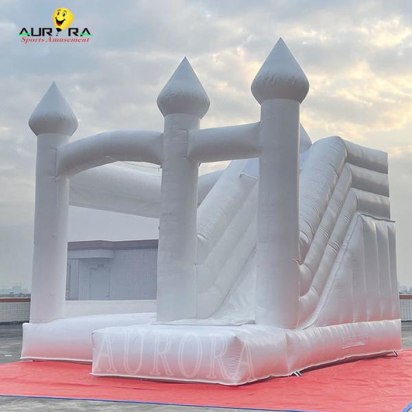 Quality Customized Inflatable Bouncy Castle With Slide Wedding White Bounce House for sale