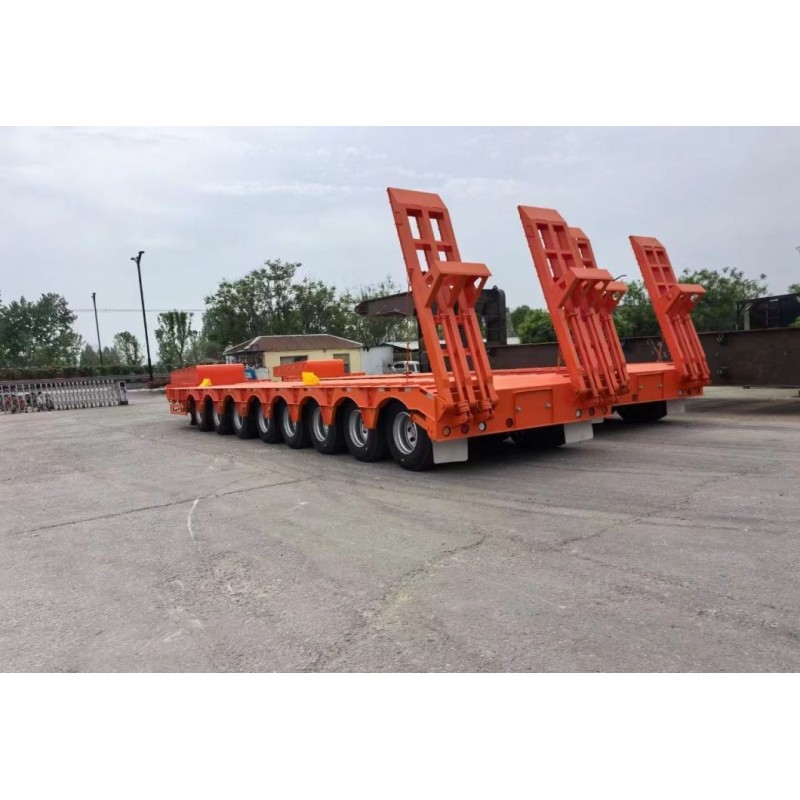 7 Axle Heavy Low Bed/Lowbed Ramp/Drop Deck Flatbed/Skeleton Semi Truck Trailer