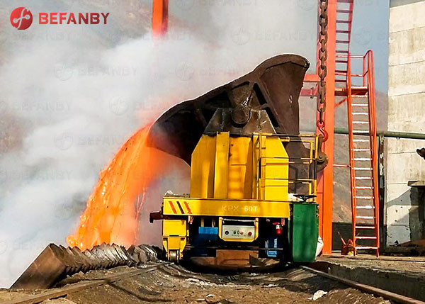 Quality Hot Metal Ladle Transfer 10 Ton Trolley Flatbed On Rail for sale