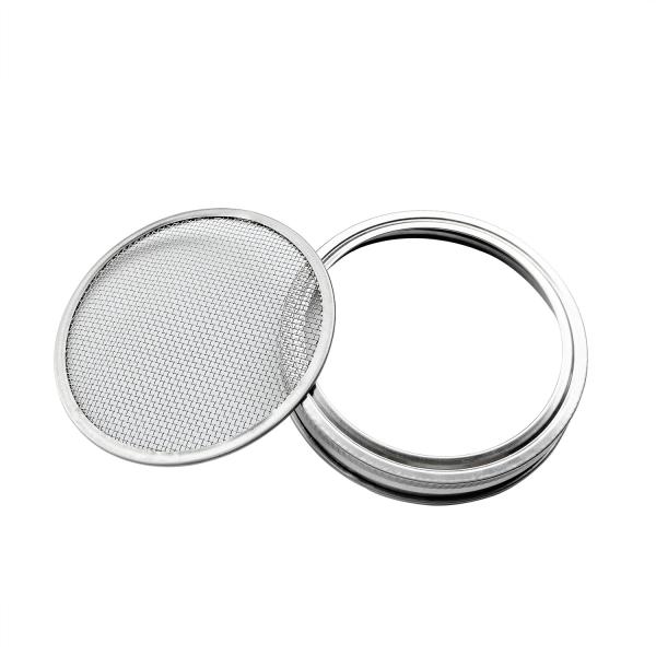 Quality Kitchen Pilfer Proof Mason Jar Strainer Lid Diy 86mm Sliver for sale