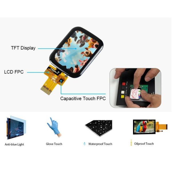 Quality Polcd 1.69 Inch 240x240 Ips Lcd ST7789V Small Lcd Touch Screen 4 Line SPI for sale