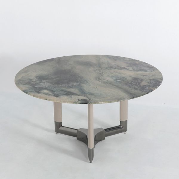 Quality Grey Round Marble Kitchen Table Customized Circle Marble Dining Table for sale