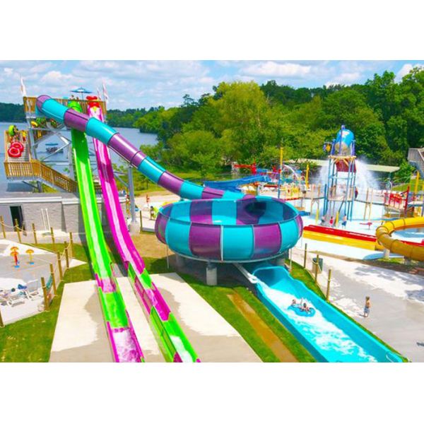 Quality Open / Close High Speed Water Slide Red And Blue Fiberglass Commercial Equipment for sale