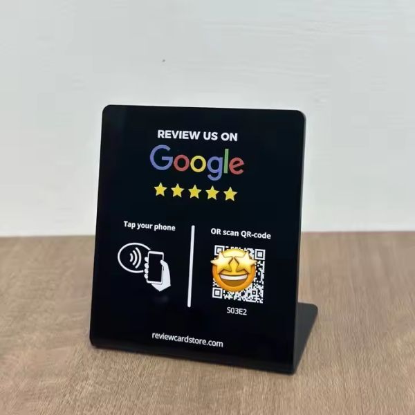 Quality Custom NFC Stand Social Media Review NFC PVC Google Review Card Menu Display for sale