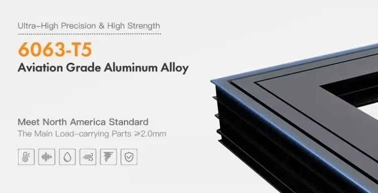 Double-Layer Tempered Glass Window Safety and Energy Saving Aluminum