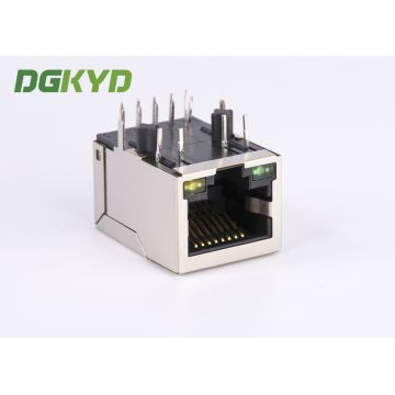 Quality Single Port RJ45 With Integrated Magnetics Modular Jack 1000 Base G/Y LED for sale