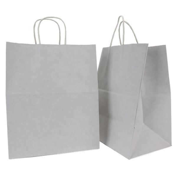 Quality Recyclable White Kraft Paper Bags Eco Friendly Takeaway Tote Bag With Twisted Handles for sale