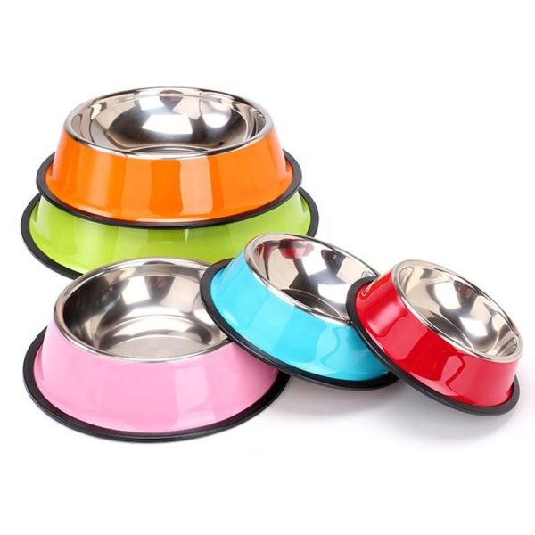 Quality 10oz - 50oz Volume Non Slip Pet Feeder Powder Coated Stainless Steel Dog Food Bowl for sale