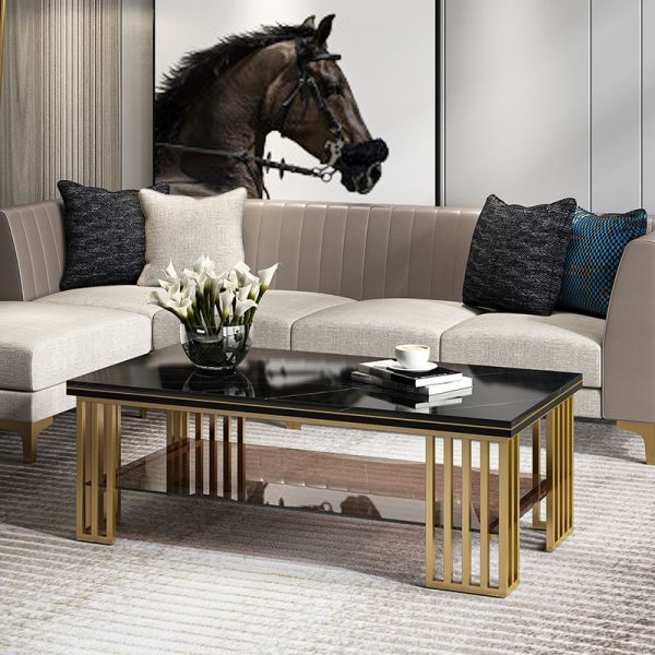 Quality Home Use Rectangle Coffee Table Mirror Finish Tea Table Marble Top for sale