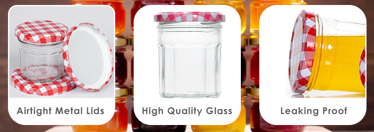 Top Grade Mason Storage Honey Jam Spice Glass Pickle Jar with Deep Metal Lid