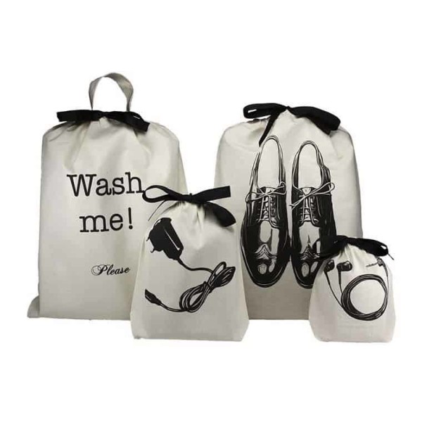 Quality Toiletry Organic Cotton Drawstring Bags Pouch Machine Washable Custom for sale