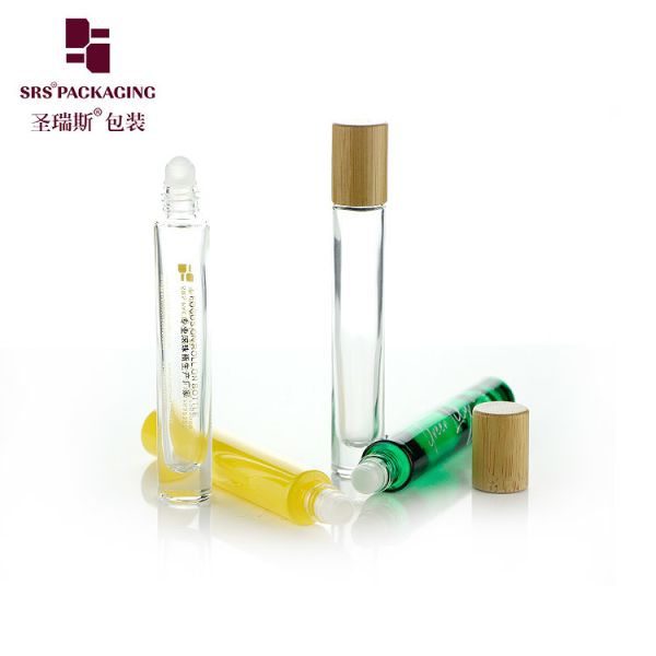 Quality GB1-10ml Empty Coating Glass Roll On Applicator Bottle 10ML With Bamboo Cap for sale
