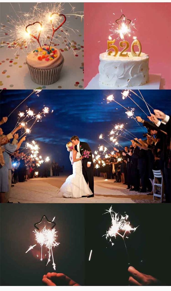 wedding and birthday party birthday sparkler fireworks low smoke sparklers 7'' Inch Bamboo Stick Gold Sparkler Fireworks 2