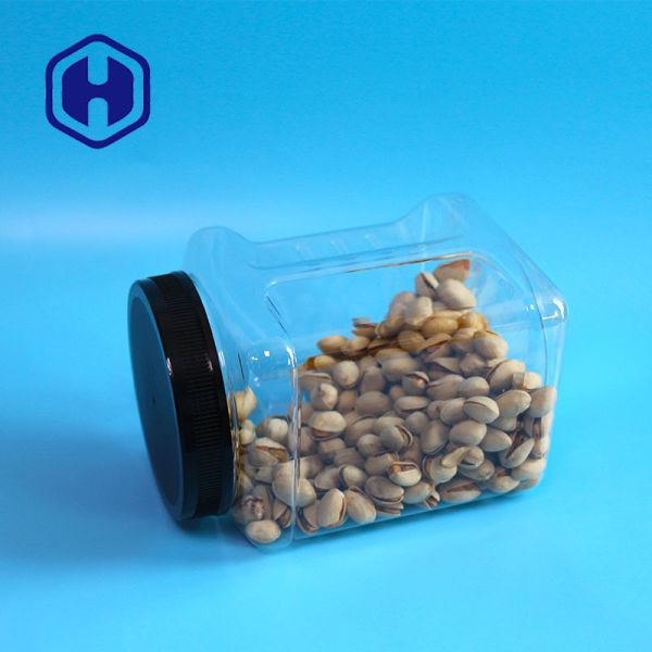 Quality 64oz Canning Square Wide Mouth Plastic Jars PET Grip Container for sale