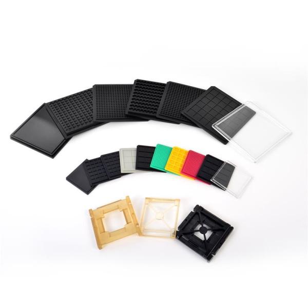 Quality ROHS Black Stable Flatness PC 2-inch and 4-inch Waffle Pack Chip Trays For for sale