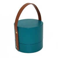 Quality Custom Cylinder Cardboard Tube Gift Box Recyclable With Leather Handle for sale