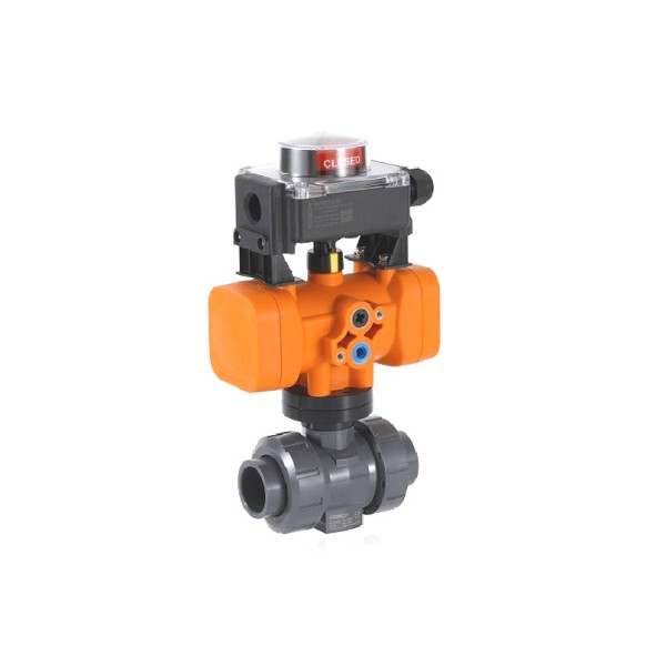Quality Plastic Pneumatic Actuated Ball Valve Trapezoidal threaded union for sale