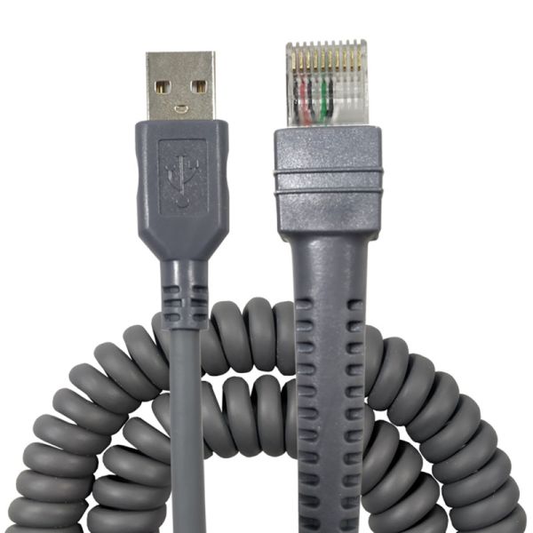 Quality Spiral Retractable Rj45 To USB Cable For Symbol Ls2208 Barcode Scanner for sale